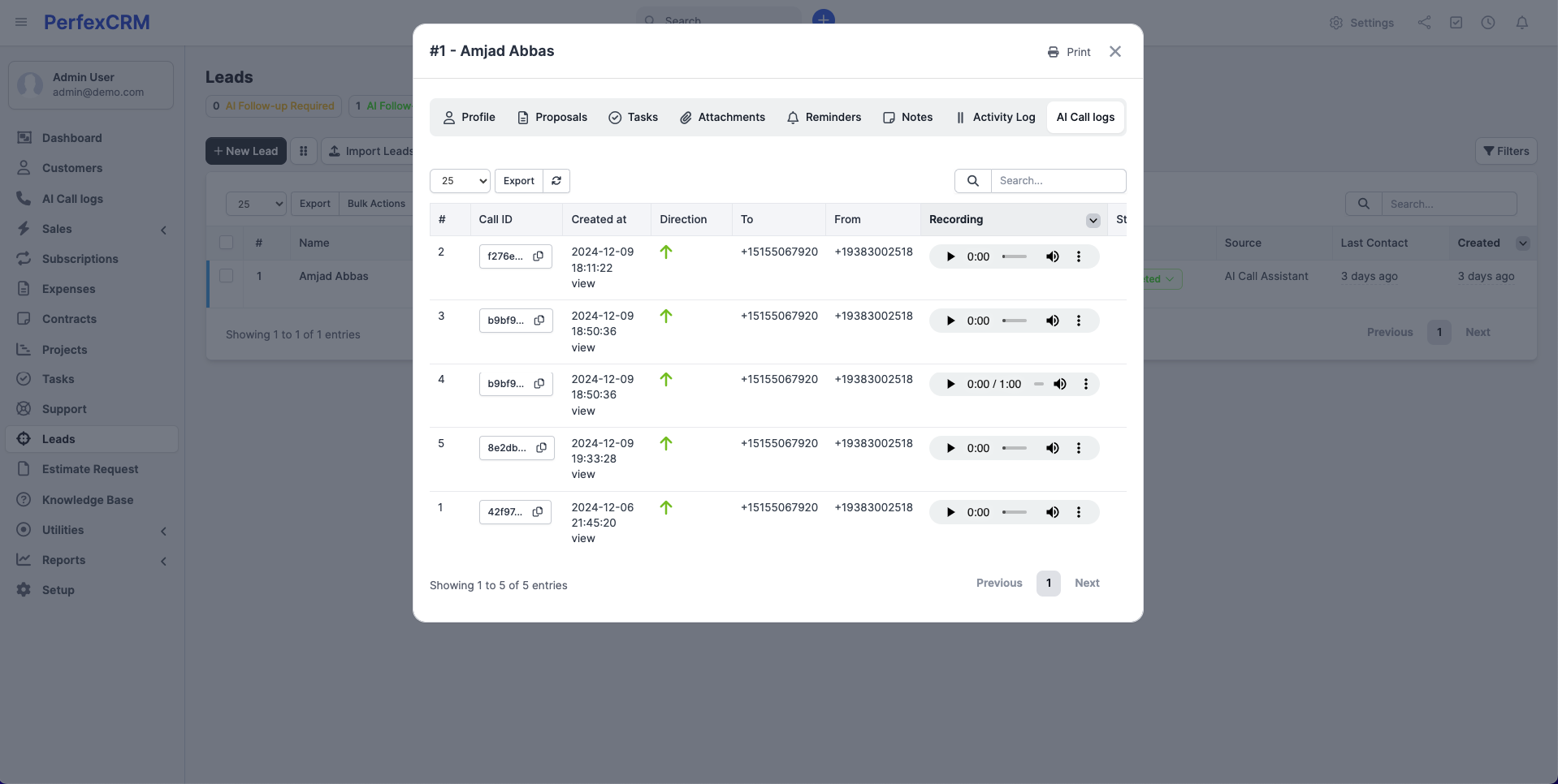 FexCall – Smart AI Call Assistant & Lead Automation Module for Perfex CRM by designingmedia